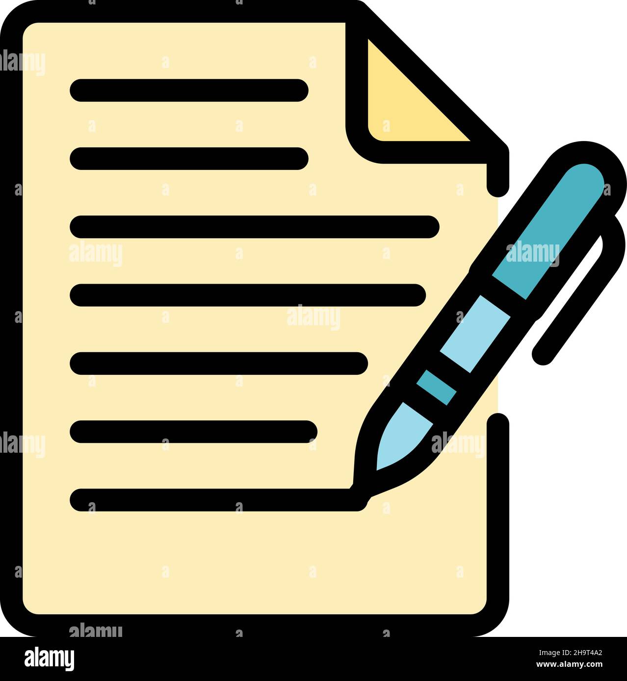 Document writing icon. Outline document writing vector icon color flat ...