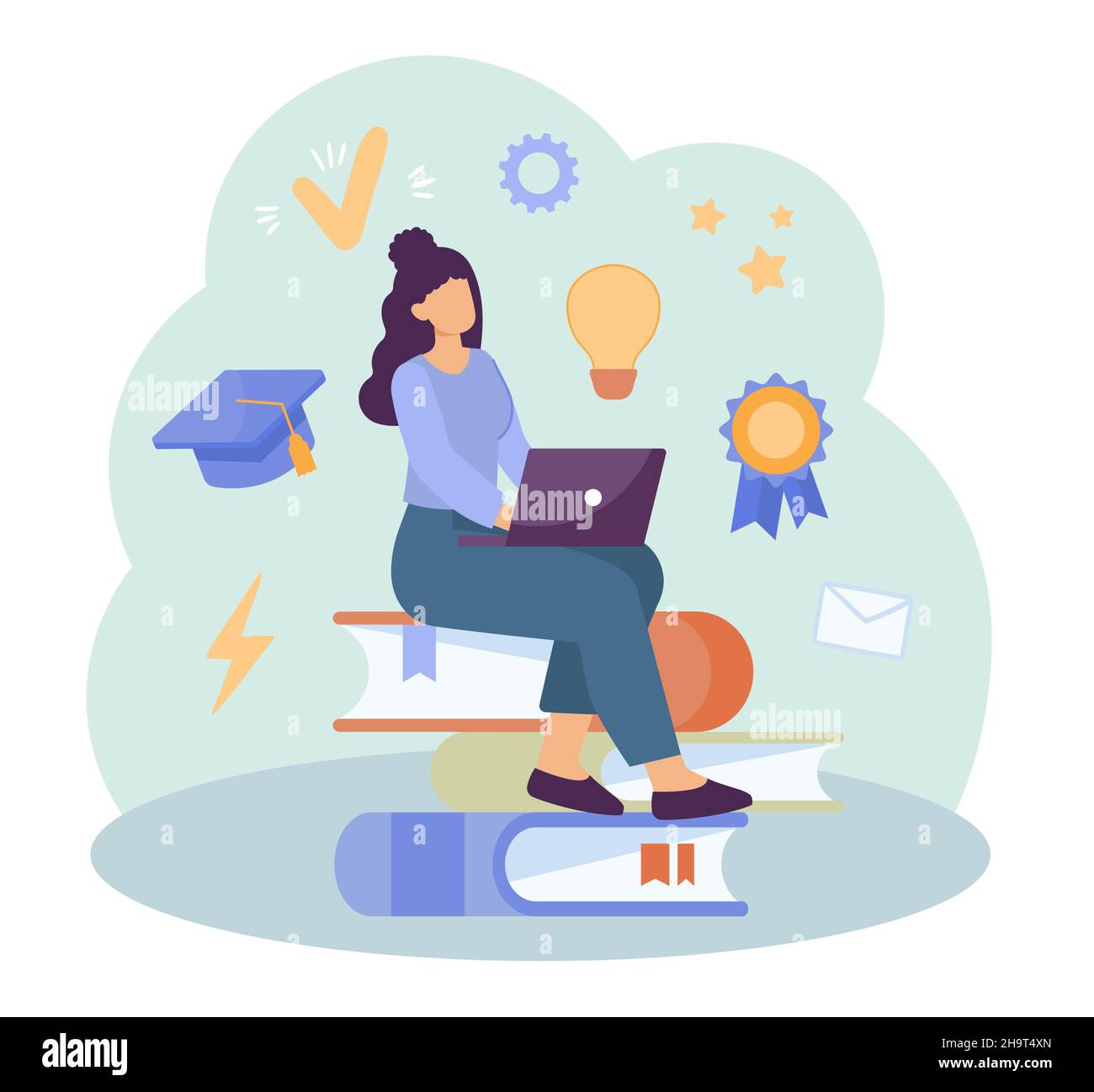 Student with laptop Stock Vector Image & Art - Alamy