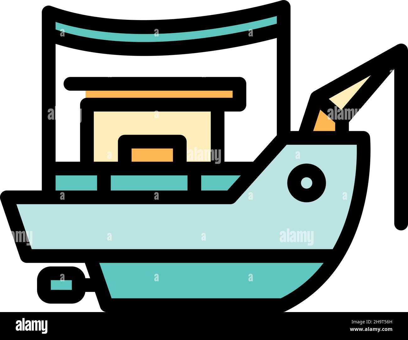 Catch fishing ship icon. Outline catch fishing ship vector icon color ...