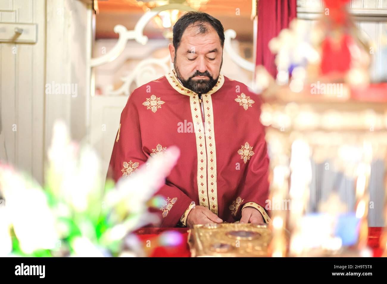 Religious priest during church service. Authentic religion spiritual ...