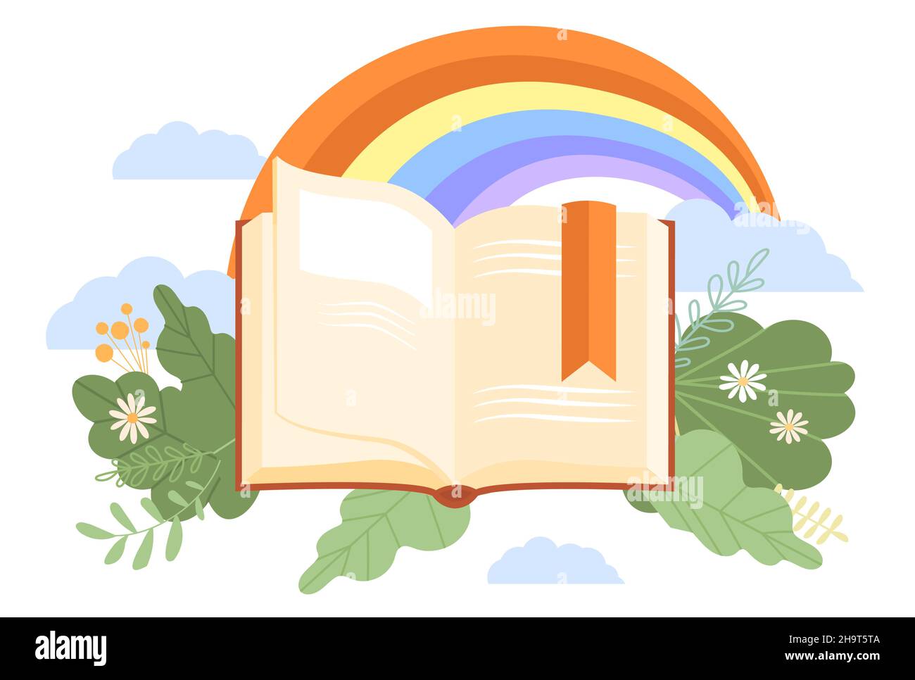 Book with rainbow Stock Vector Image & Art - Alamy