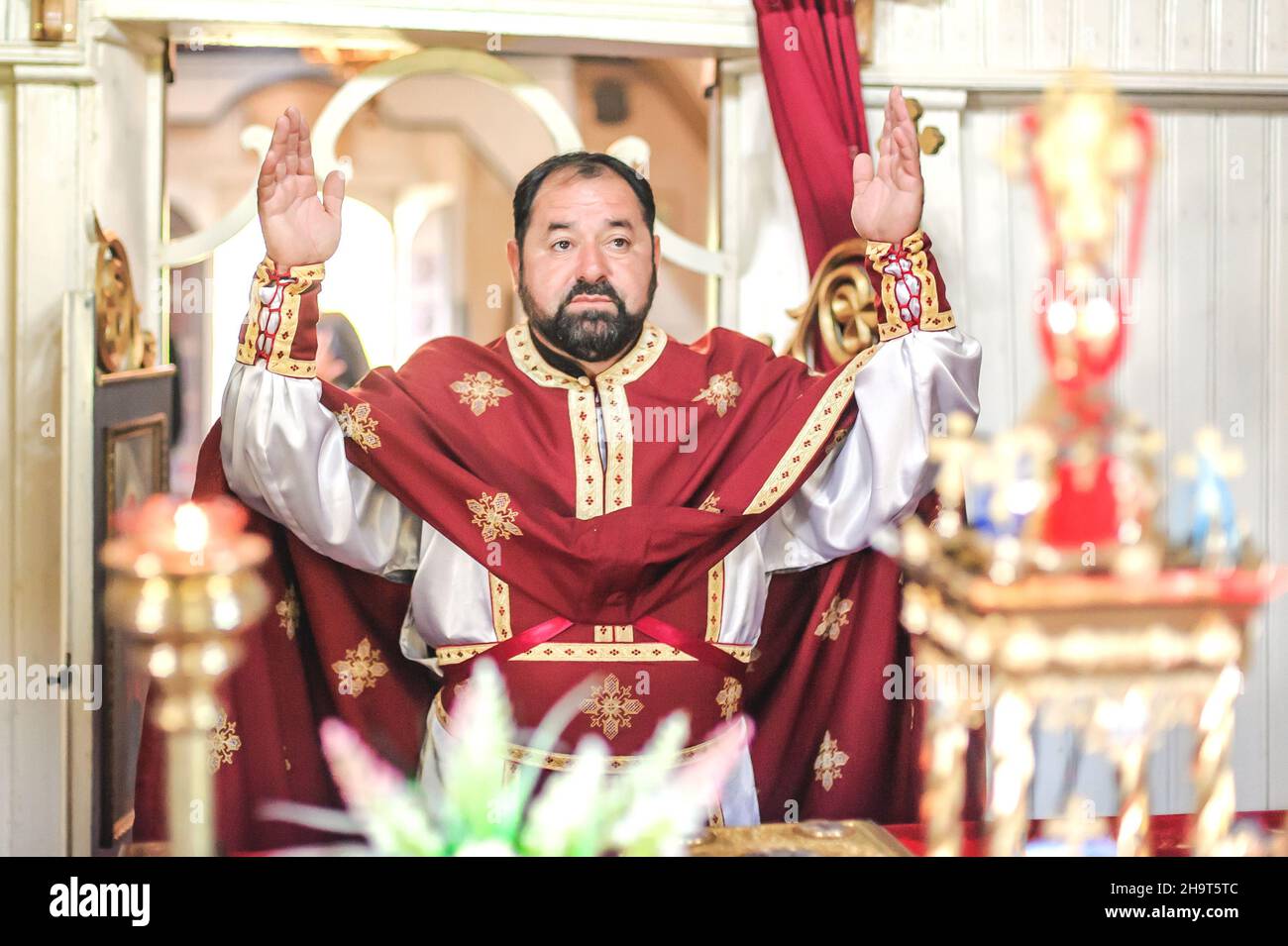 Religious priest during church service. Authentic religion spiritual ...