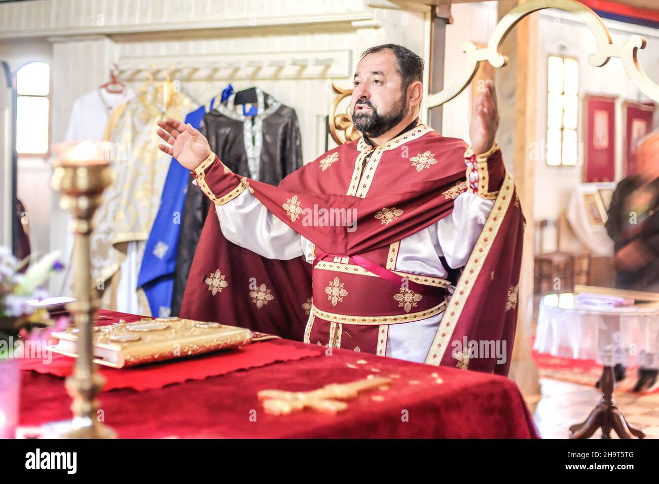 Religious priest during church service. Authentic religion spiritual ...