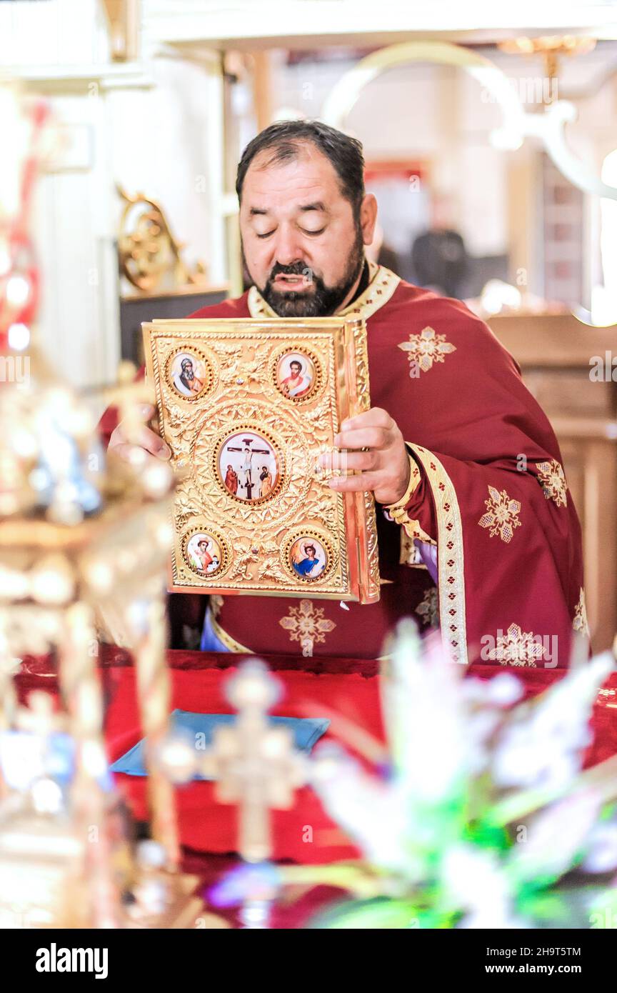 Religious priest during church service. Authentic religion spiritual ...