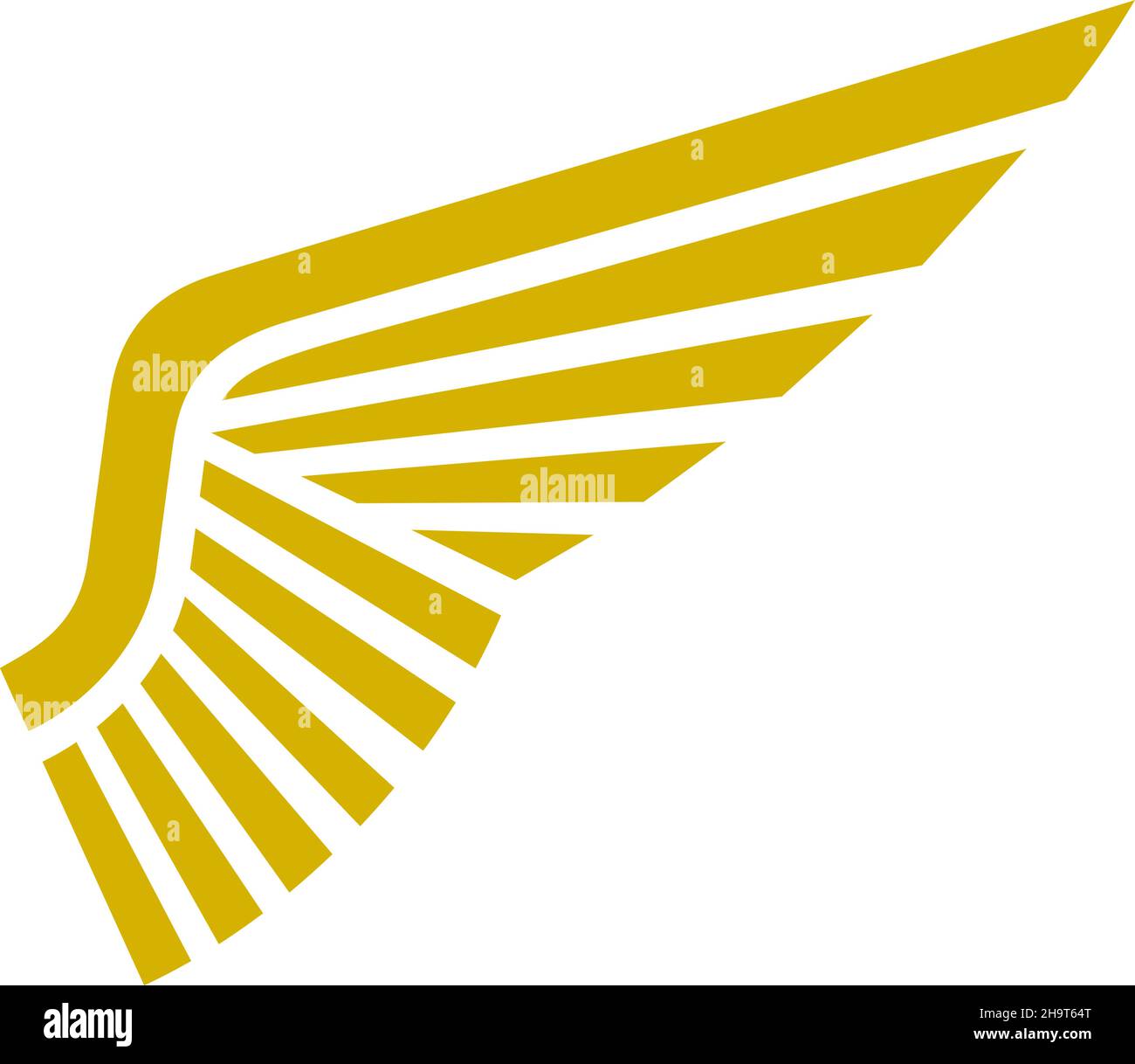 Wing insignia. Golden bird feathers emblem or stencil Stock Vector ...