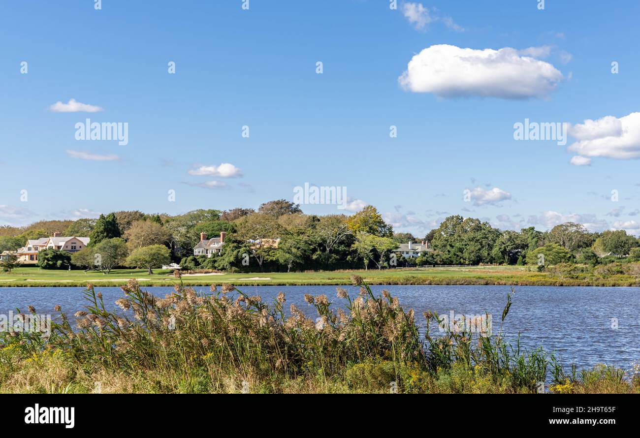 East Hampton landscape with pond Stock Photo - Alamy