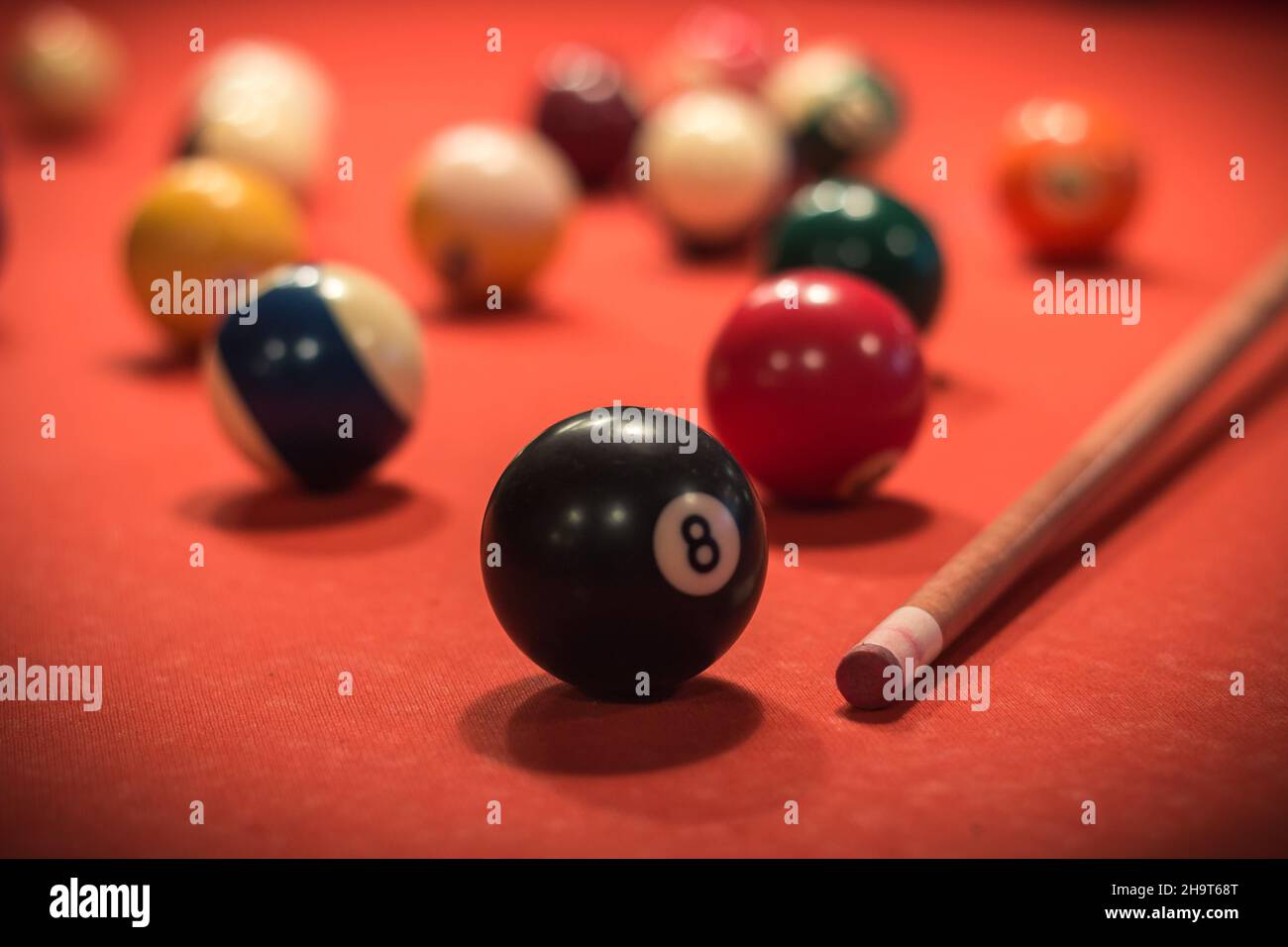 Closeup shot of billiard balls on the billiard table Stock Photo - Alamy