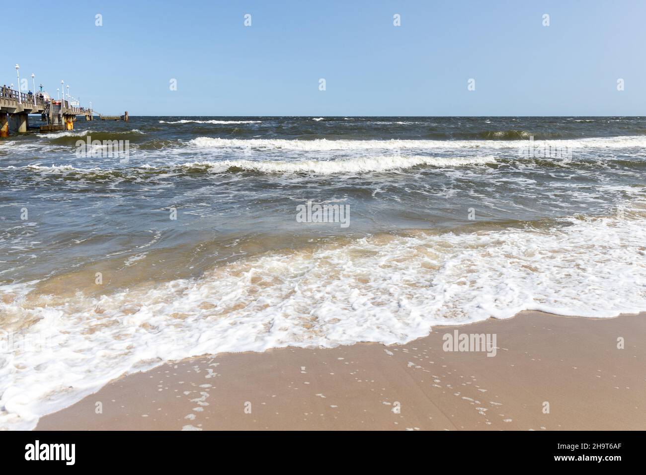 The waves in the wonderful seaside resort of Zinnowitz on the island of ...