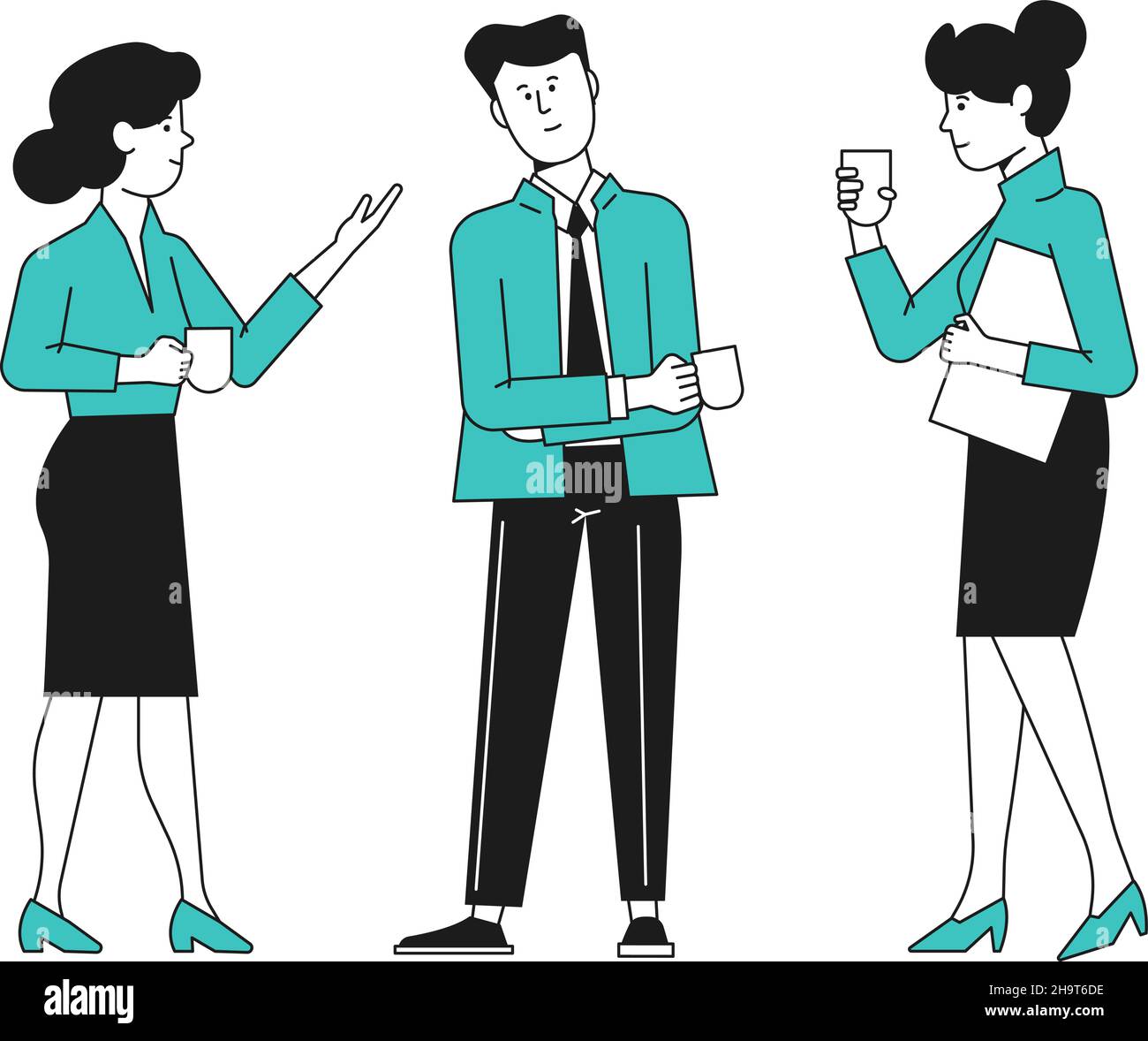 Diverse colleagues talking drinking Stock Vector Images - Alamy