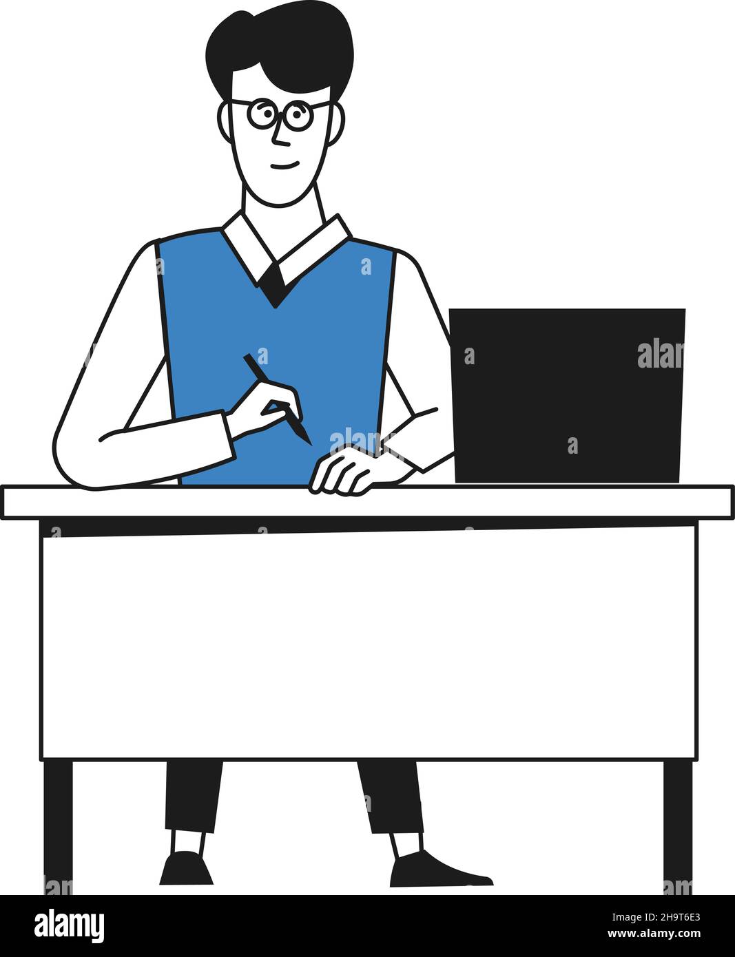 Front man at desk Cut Out Stock Images & Pictures - Alamy