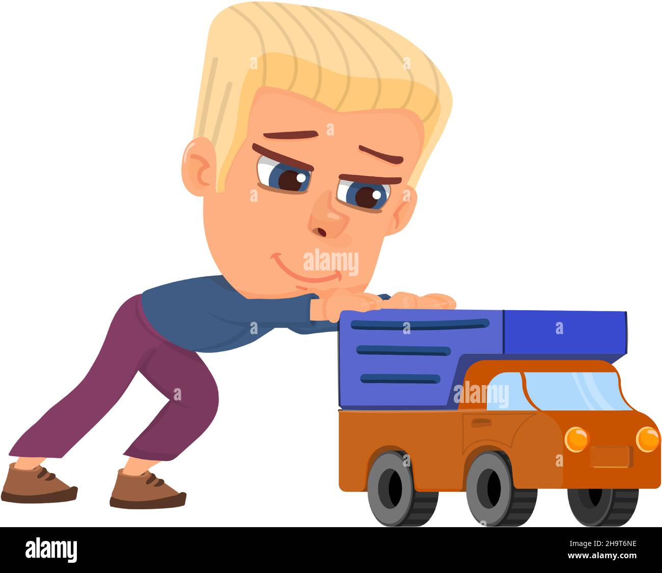 Kid playing with car. Toy truck boy game Stock Vector Image & Art - Alamy