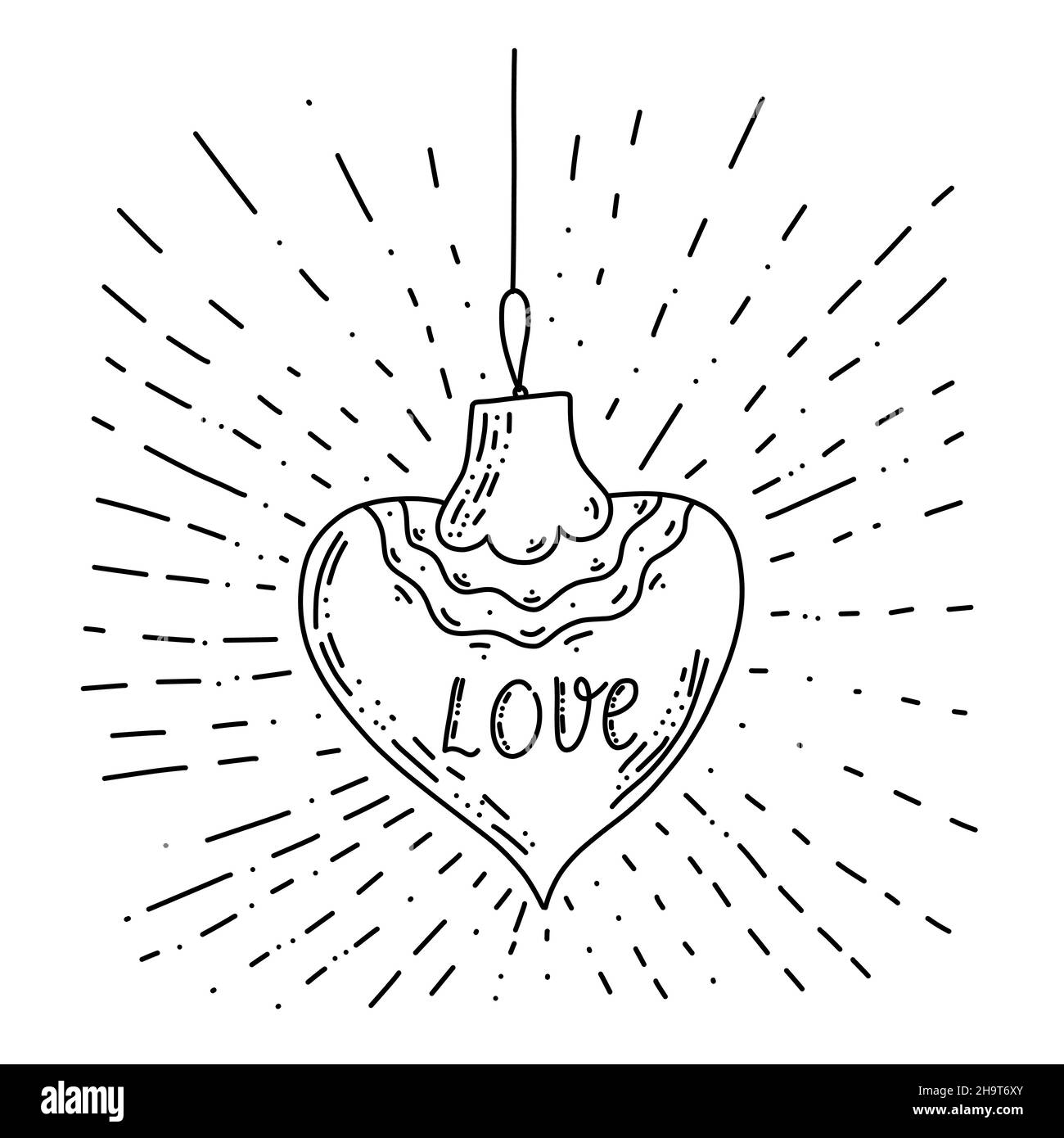 Blinking heart in doodle style. Simple illustration of heart. Naive ...