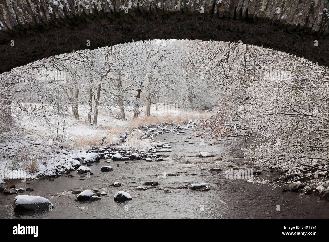 River Lowther flowing under Low Gardens Bridge, in the English Lake ...