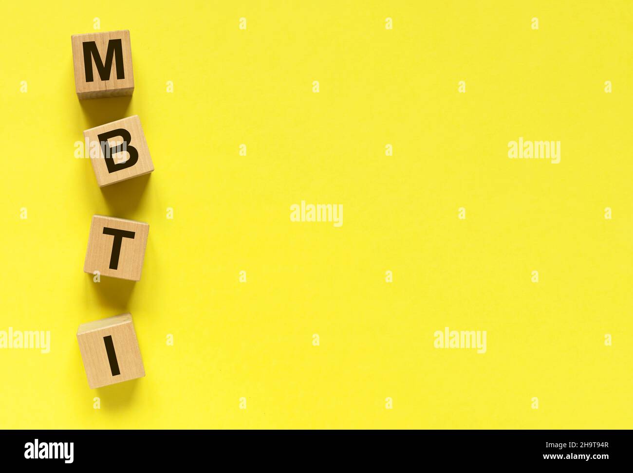 MBTI types test, text on yellow banner with copy space for text Stock ...