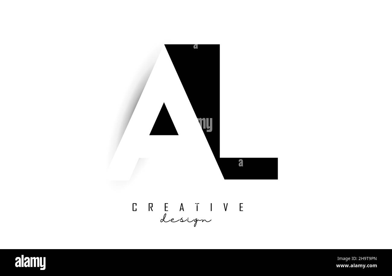 Letters AL Logo with black and white negative space design. Letters A ...