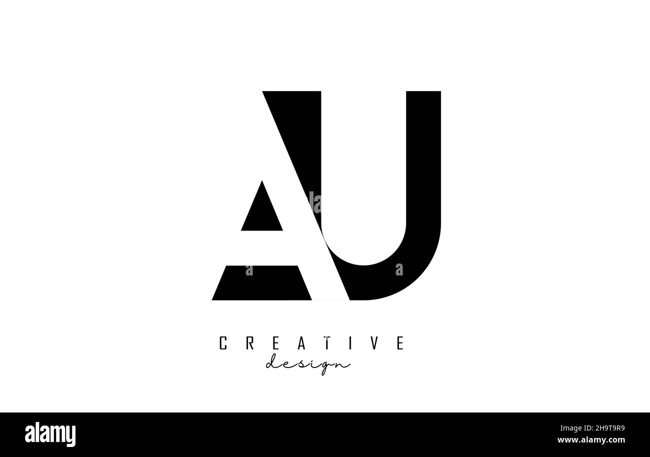 Letters AU Logo with black and white negative space design. Letters A ...