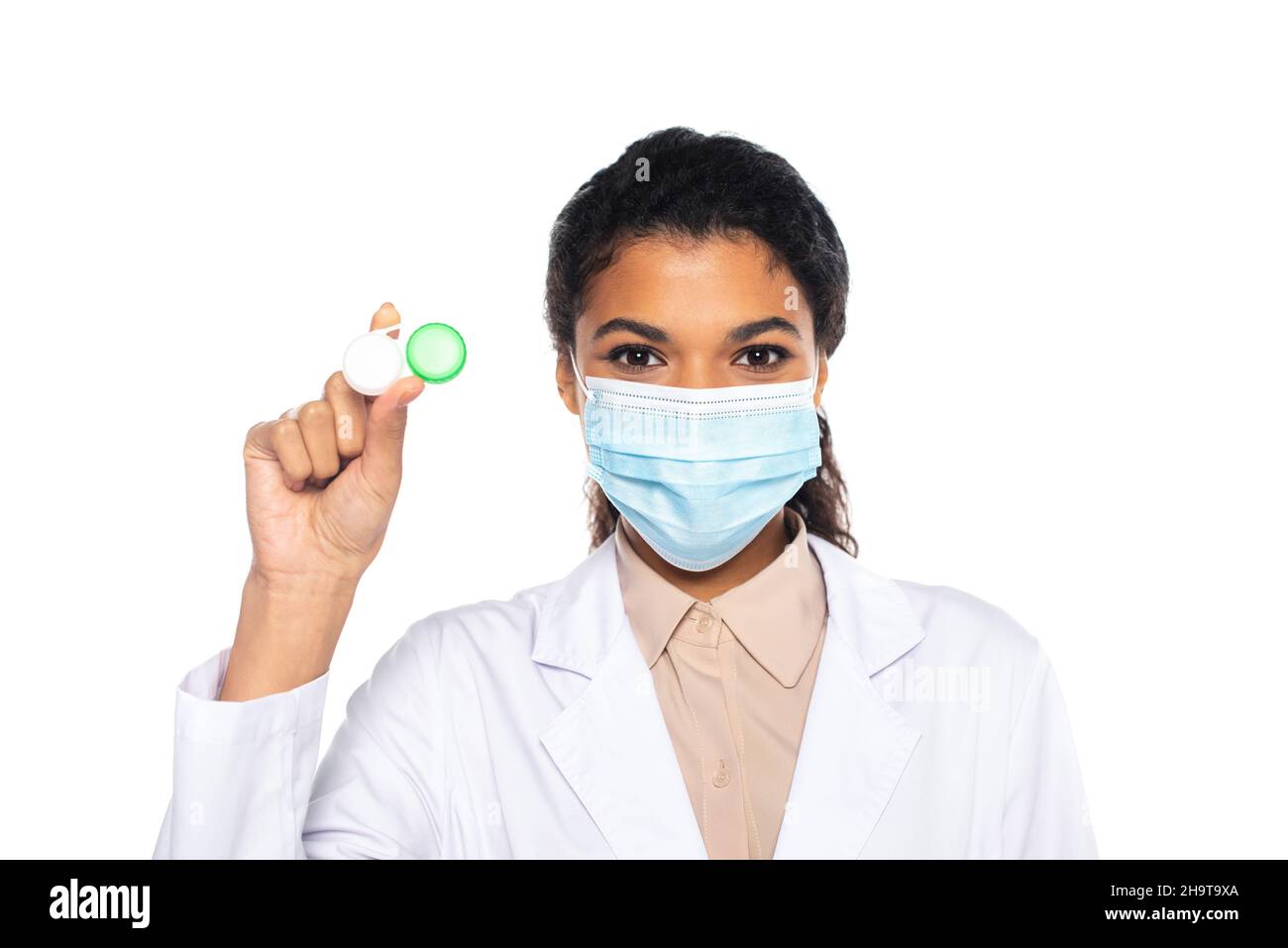 Woman container contact lenses Cut Out Stock Images & Pictures - Alamy