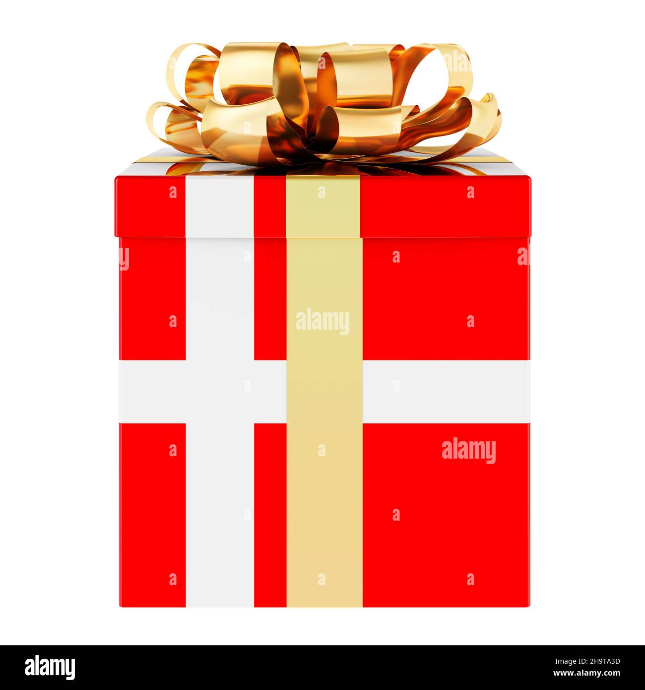Gift box with Danish flag. Holiday in Denmark, concept. 3D rendering ...