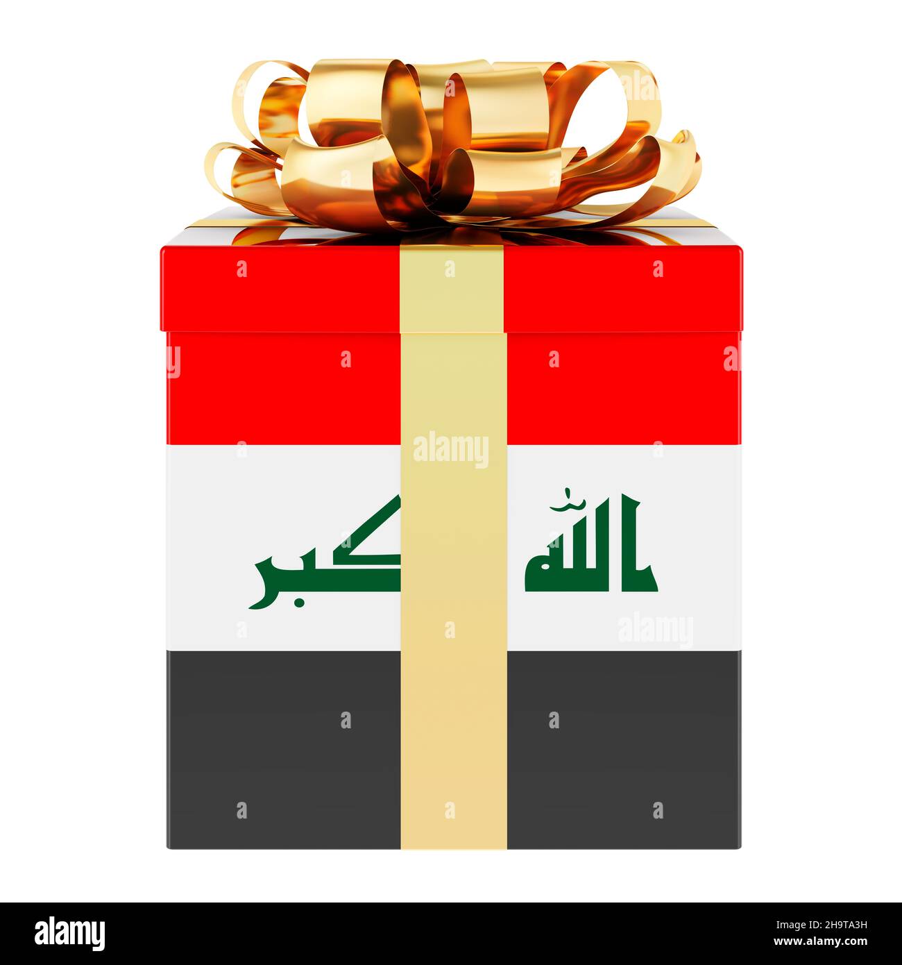 Gift box with Iraqi flag. Holiday in Iraq, concept. 3D rendering ...