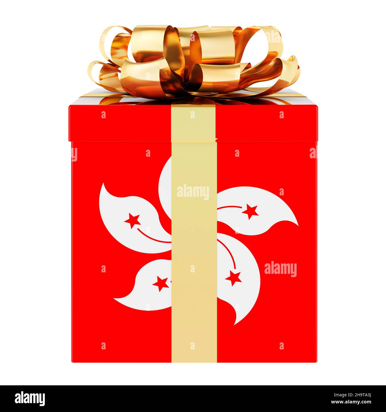 Gift box with Hong Kong flag. Holiday in Hong Kong, concept. 3D ...