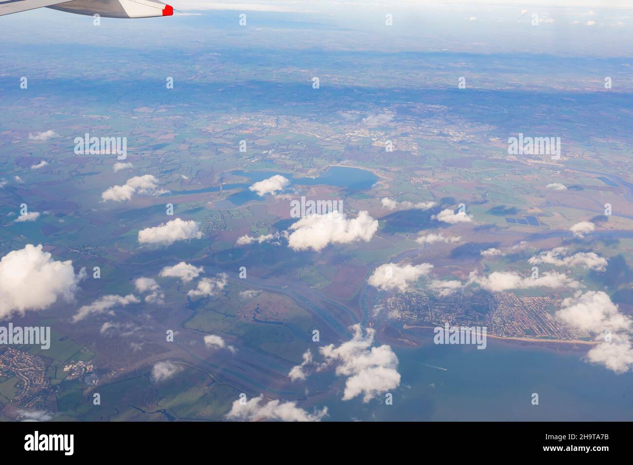 Aerial view around Germany's country side with river and wetland Stock ...