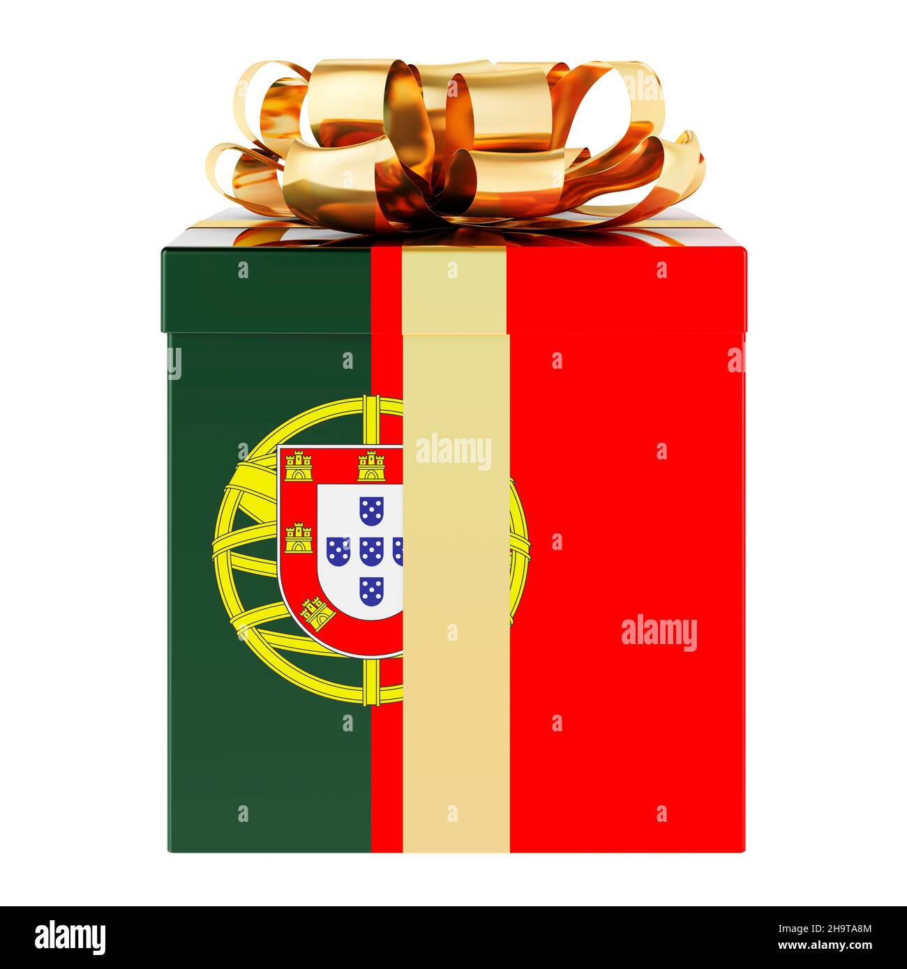 Gift box with Portuguese flag. Holiday in Portugal, concept. 3D ...