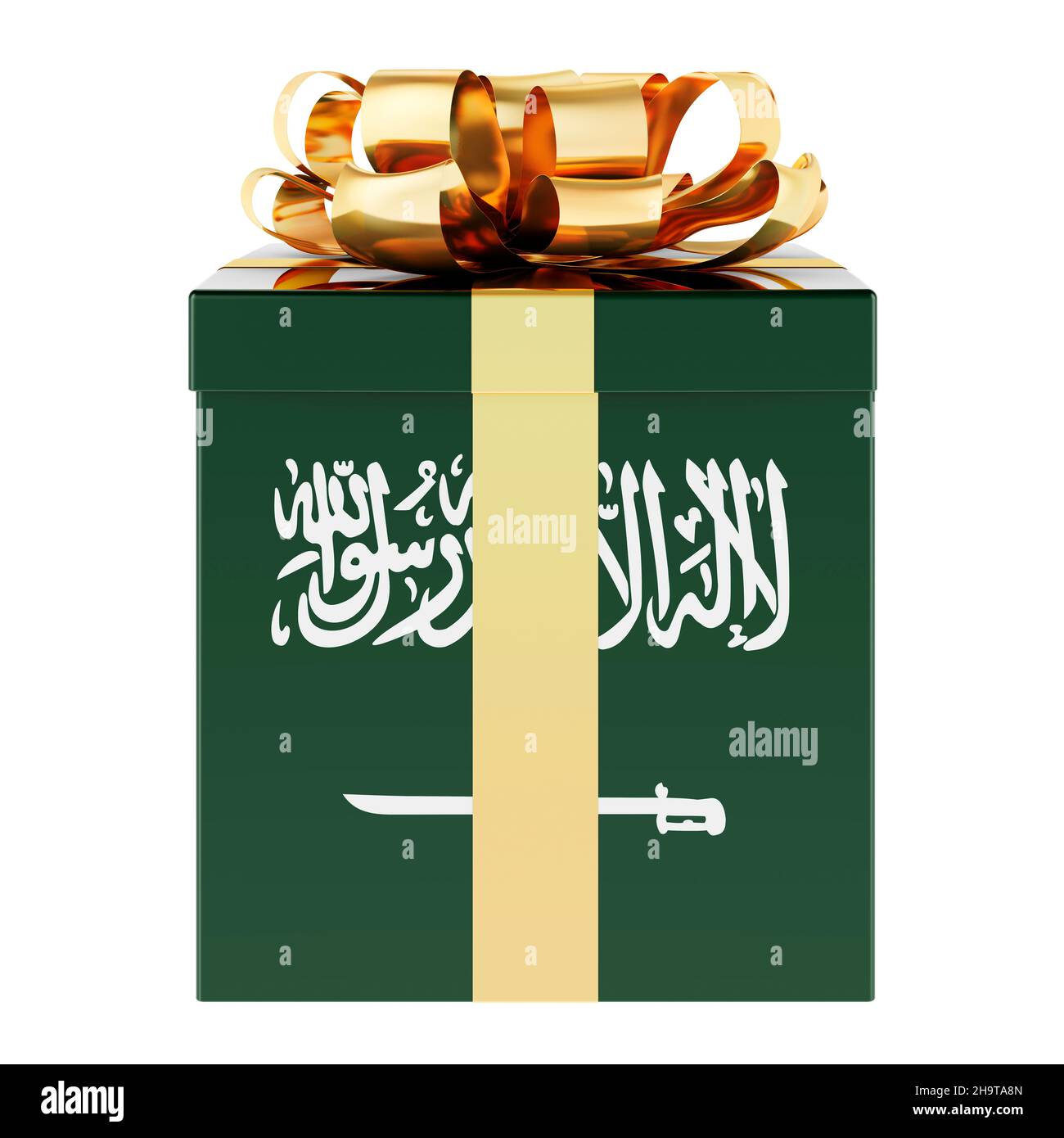 Gift box with Saudi Arabian flag. Holiday in Saudi Arabia, concept. 3D ...