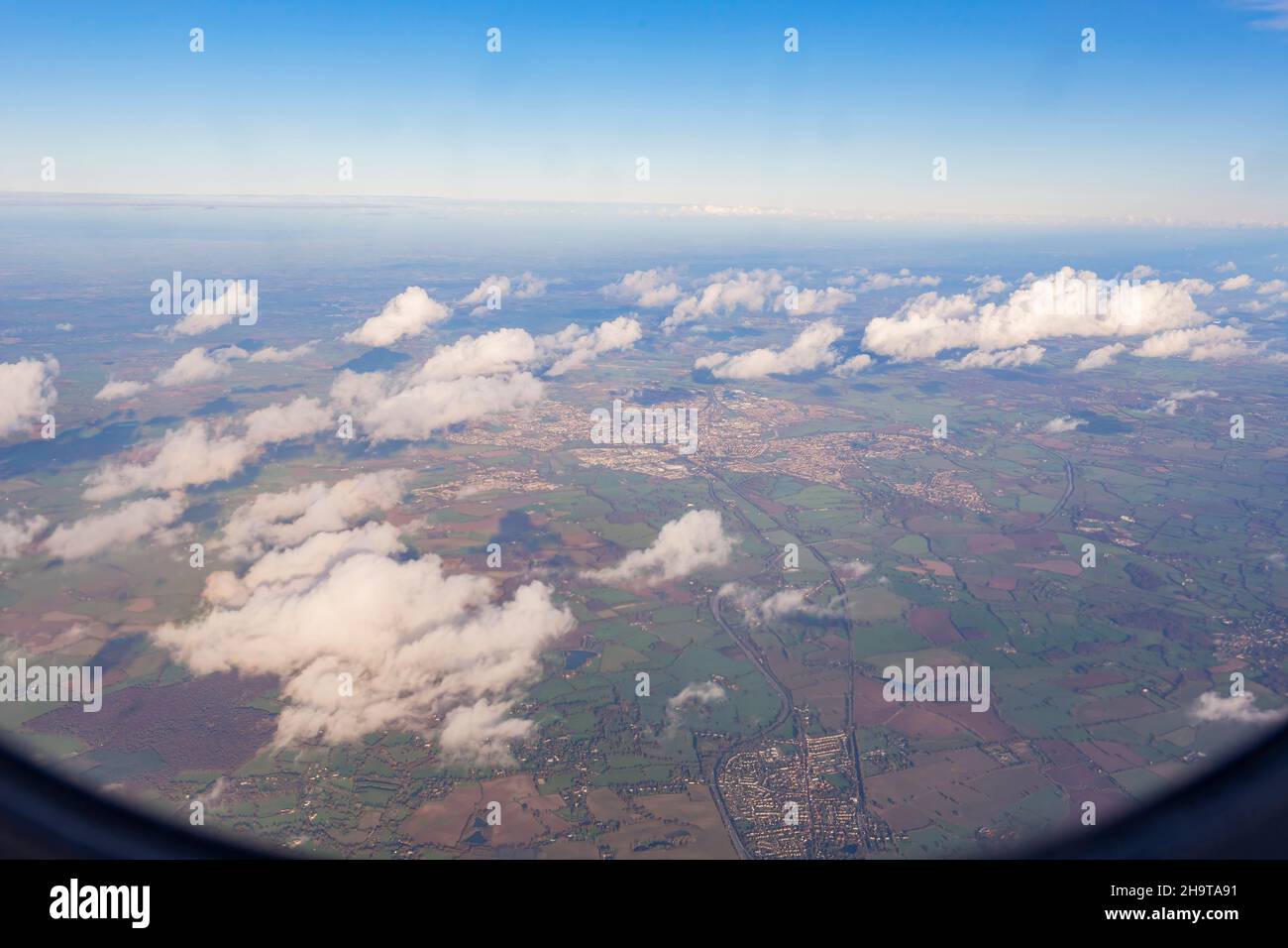 Aerial view around Germany's country side with river and wetland Stock ...