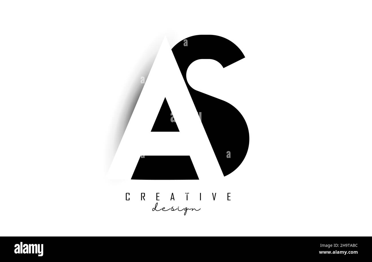 Letters AS Logo with black and white negative space design. Letters A ...