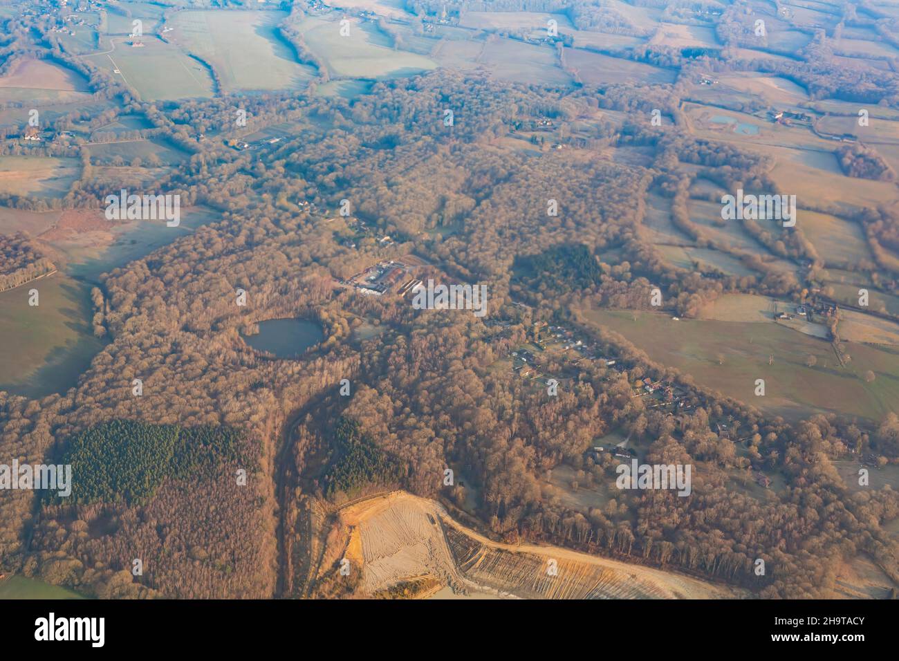 Aerial view of rural landscape near Gatwick, United Kingdom Stock Photo ...