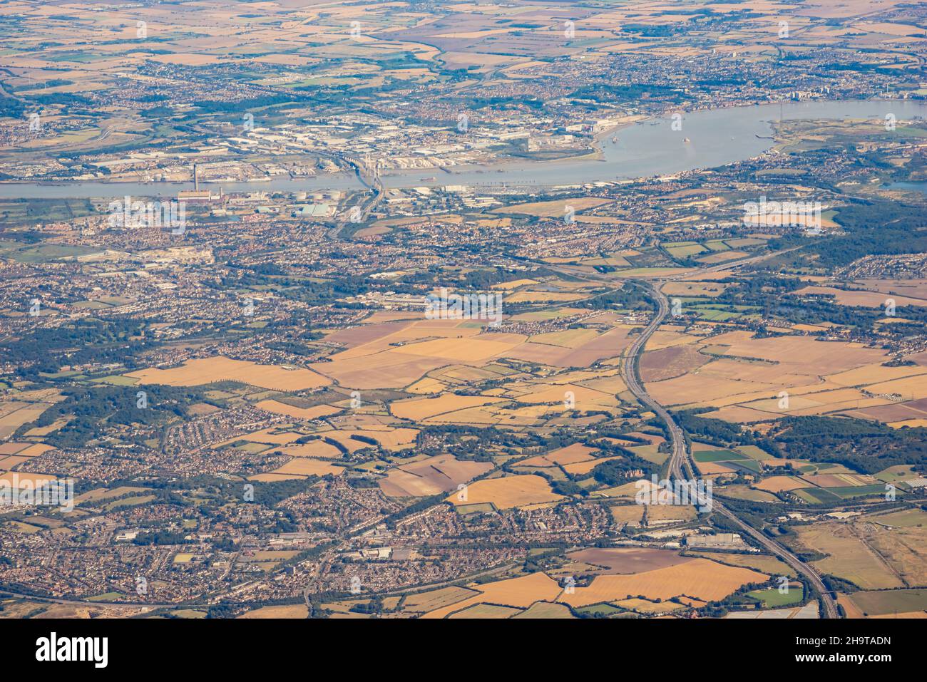 Aerial view of Rochester, Maidstone, Rainham, Sittingbourne, United ...