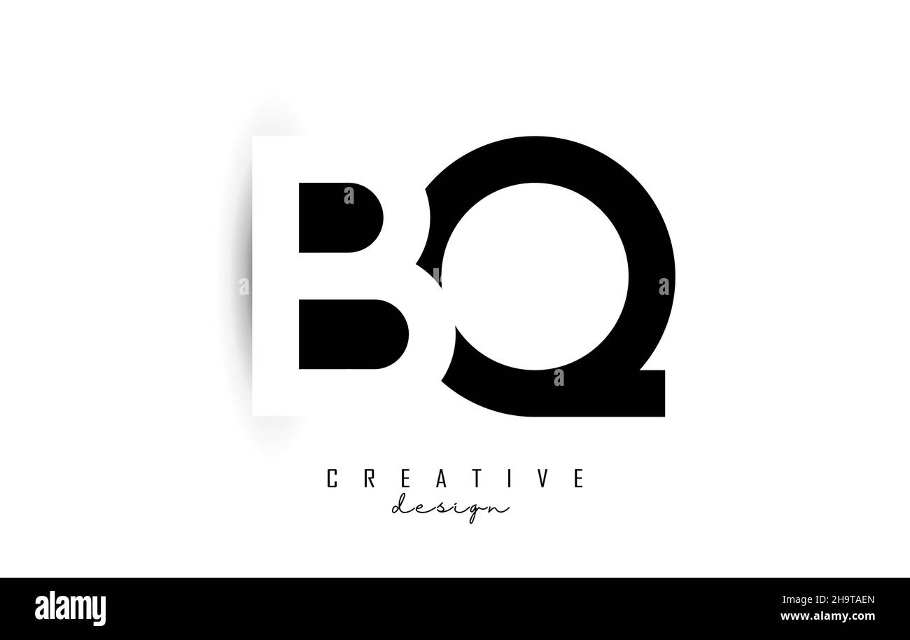 Letters BQ Logo with black and white negative space design. Letters B ...
