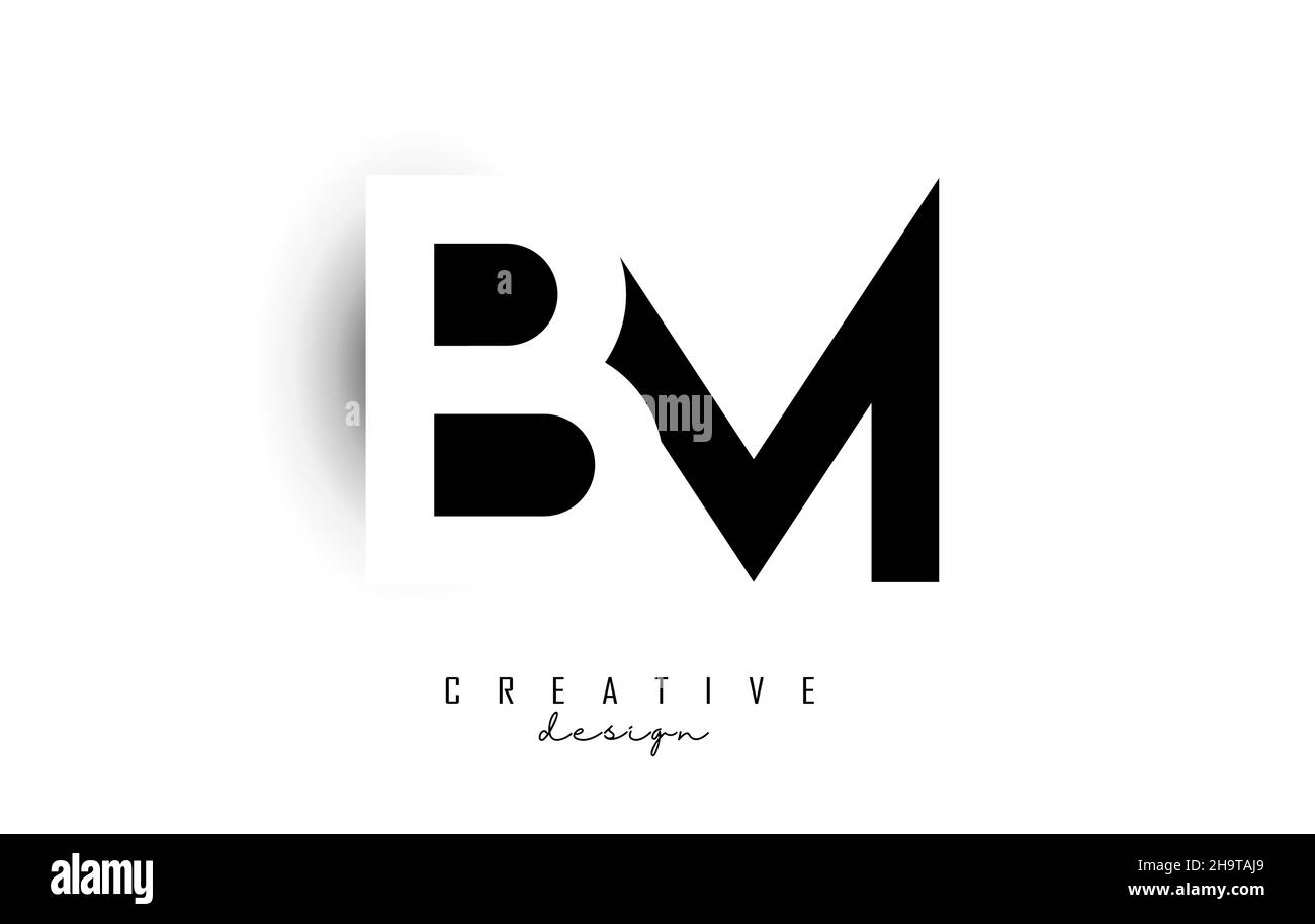 Letters BM Logo with black and white negative space design. Letters B ...