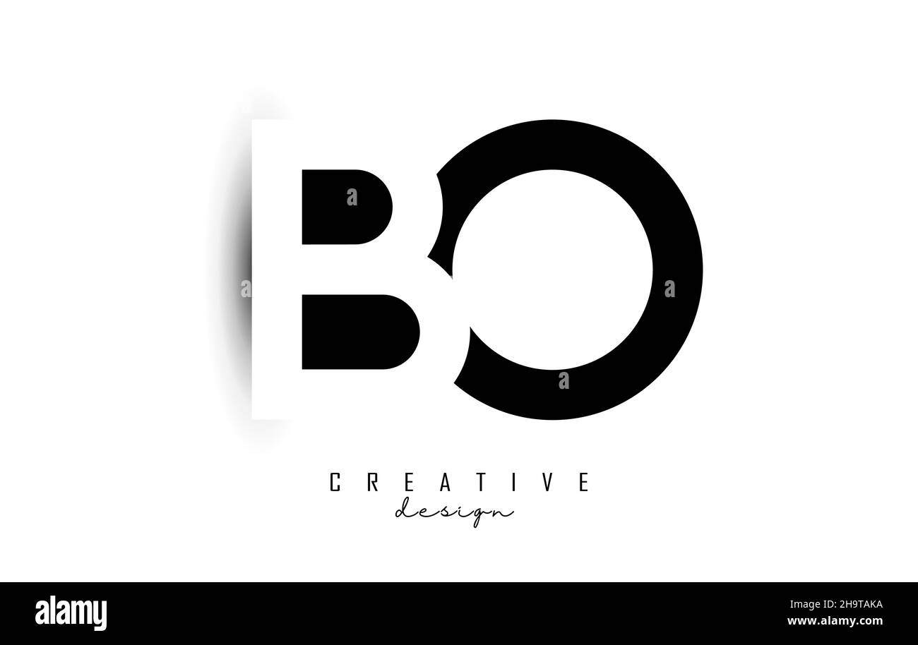 Letters BO Logo with black and white negative space design. Letters B ...