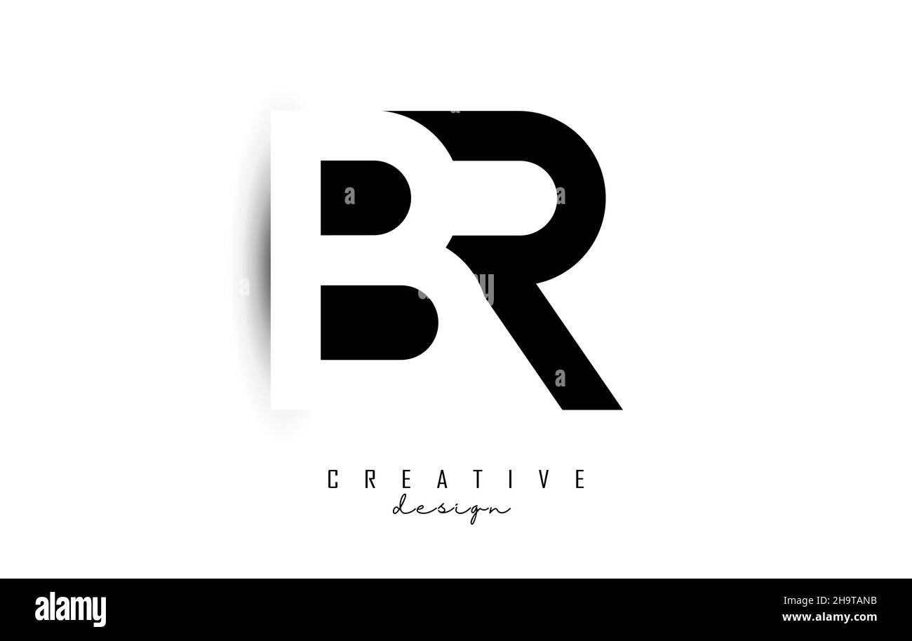 Letters BR Logo with black and white negative space design. Letters B ...