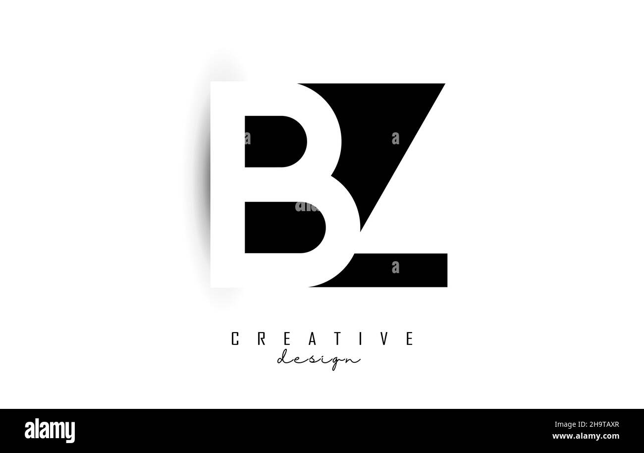 Letters BZ Logo with black and white negative space design. Letters B ...