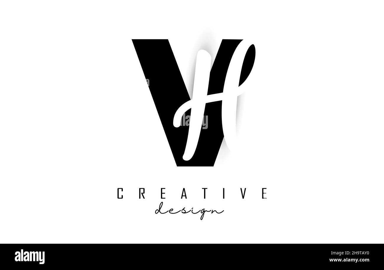 Letters VH logo with a minimalist design. Letters V and h with ...