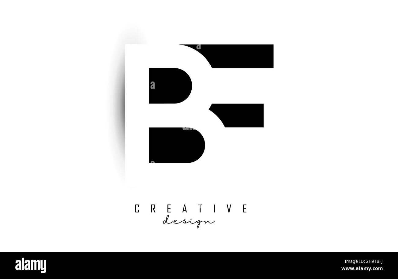 Letters Bf Logo with black and white negative space design. Letters B ...