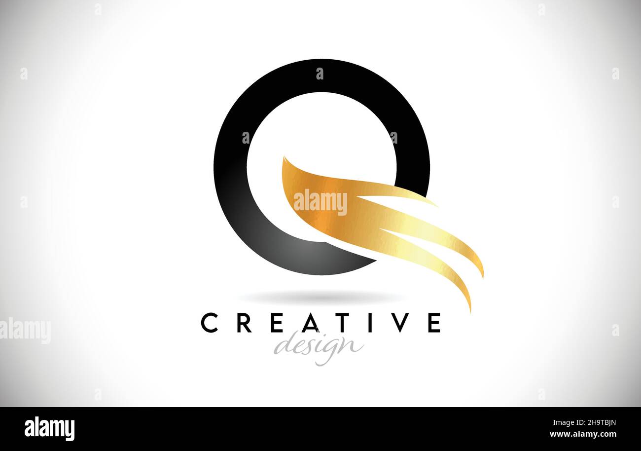 Wing Letter Q with Golden Elegant Minimalist Design. Creative Q letter ...