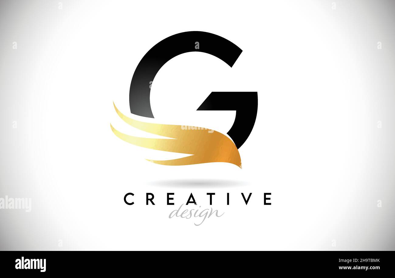 Wing Letter G with Golden Elegant Minimalist Design. Creative G letter ...