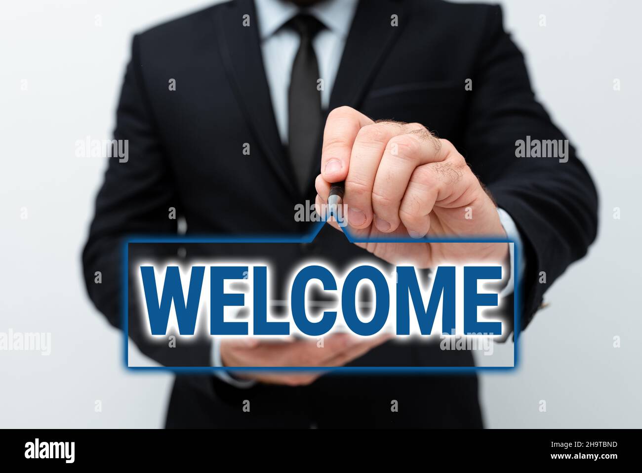 Text caption presenting Welcome. Business showcase instance or manner ...