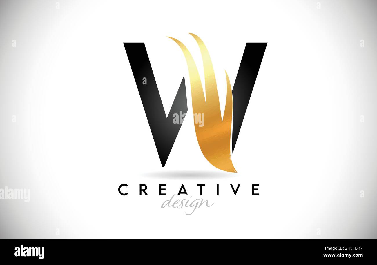 Wing Letter W with Golden Elegant Minimalist Design. Creative W letter ...