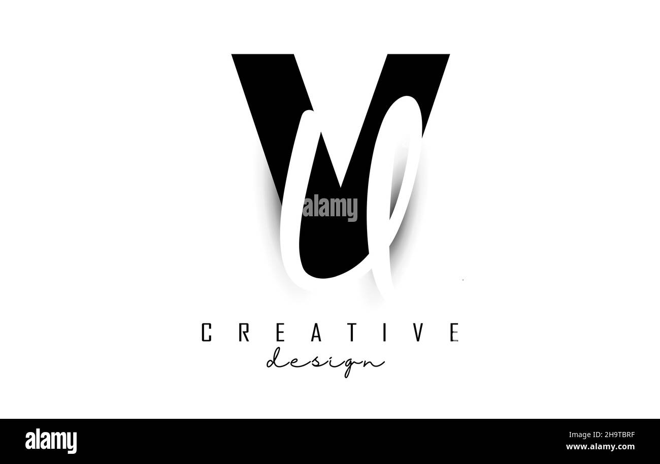 Letters VU Logo with a minimalist design. Abstract letters V and U with ...