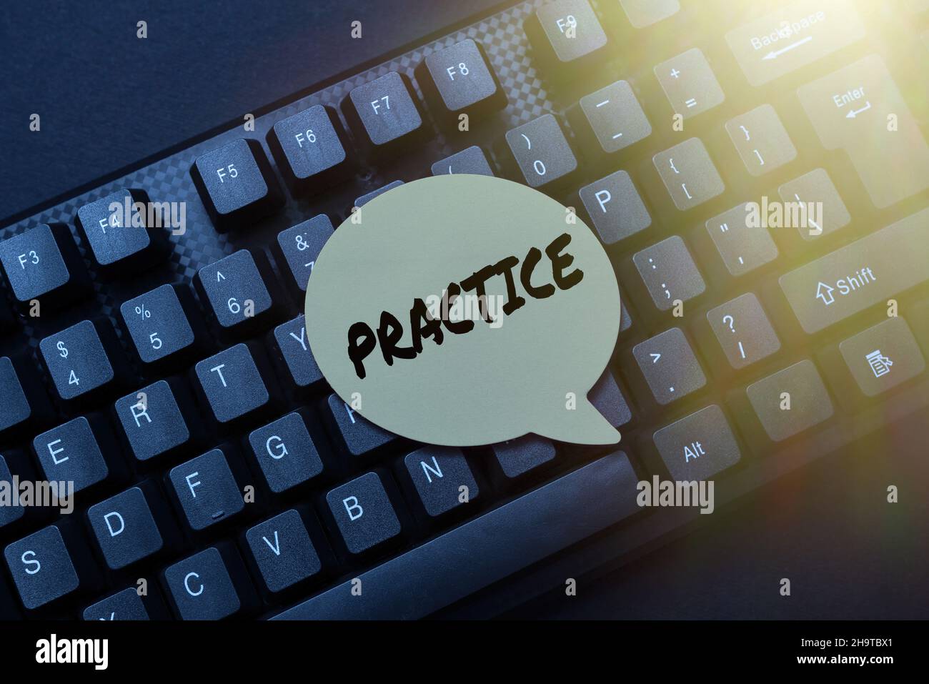 Text sign showing Practice. Business approach the actual application or ...