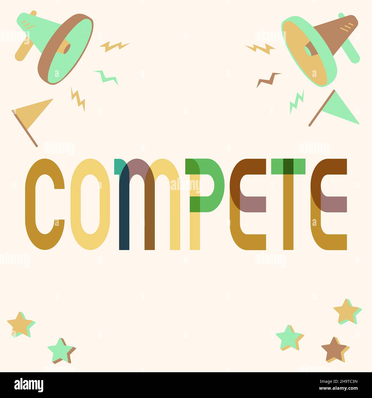 Text caption presenting Compete. Word Written on win something by ...