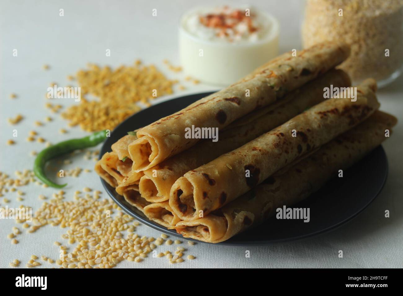Daal paratha. Indian flatbread with lentils and spices. A protein rich ...