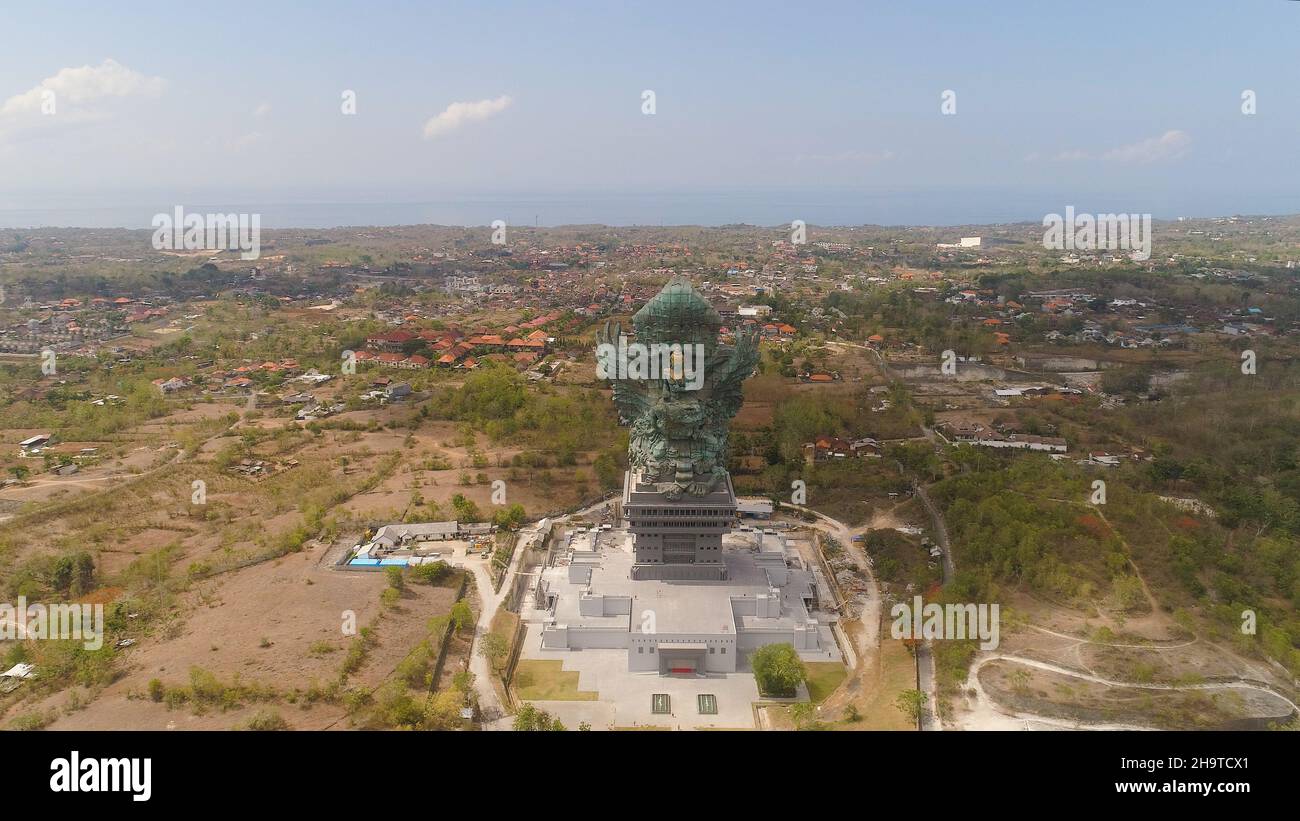 Aerial view statue hindu god garuda wisnu kencana Statue, Bali. Statue at entrance Garuda Wisnu ...