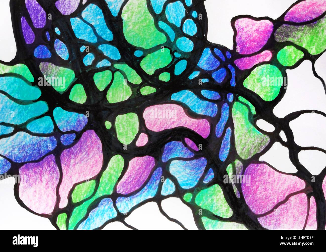 Neurographics creative art. Colorful ink shapes sketch pen marker ...