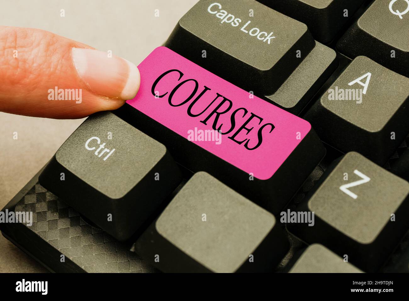 Conceptual caption Courses. Word Written on Route Direction followed ...