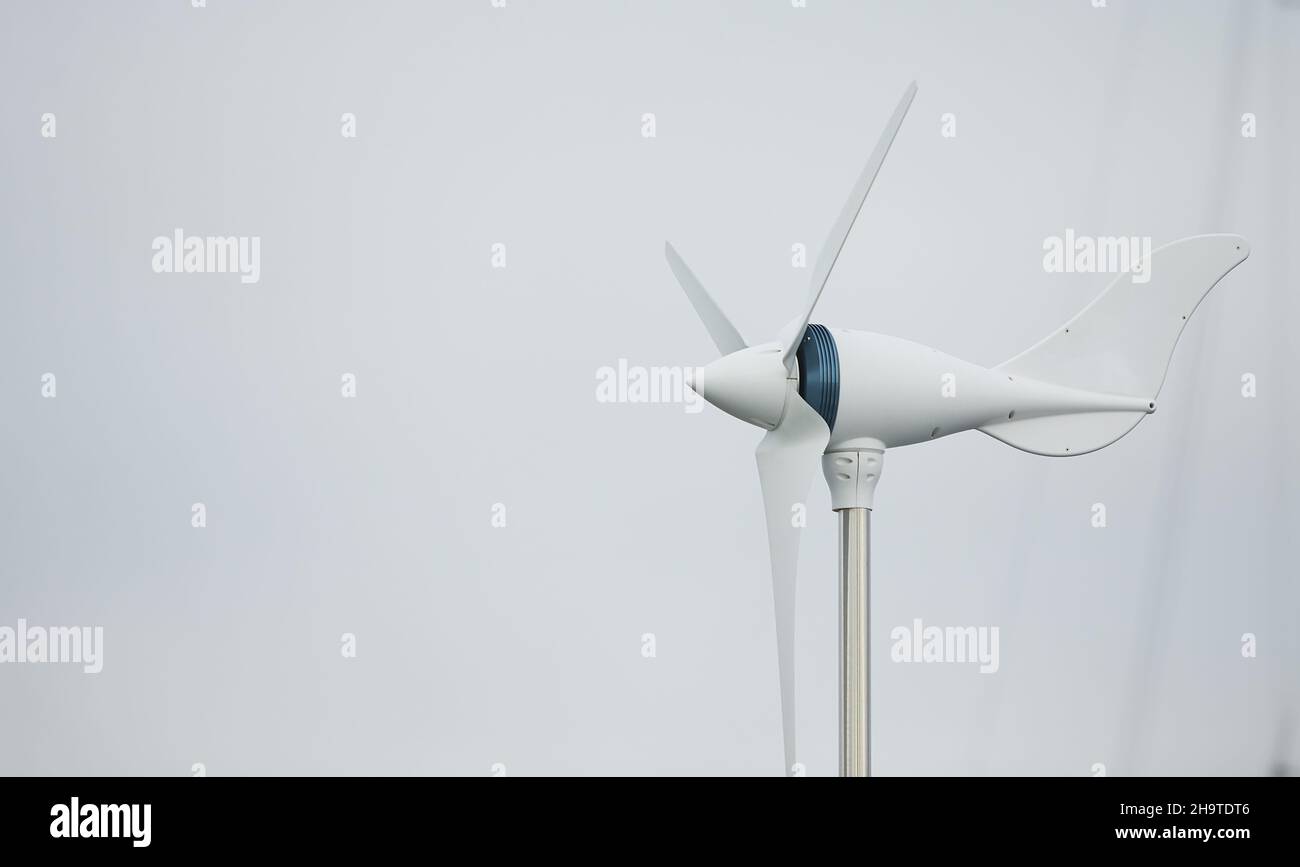 Wind Generator Turbine on Sailing Boat Moored in Harbour Stock Photo ...